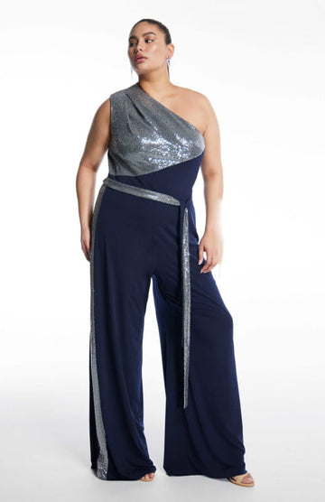 Helinida - Plus Size Sequin Jumpsuit, One Shoulder | Michail – michail